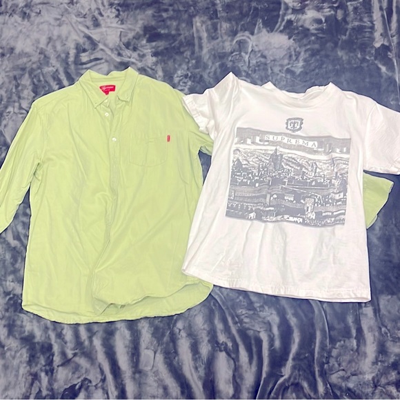 Supreme | Shirts | Supreme Tops Combo Light Green Long Sleeve Button Up ...